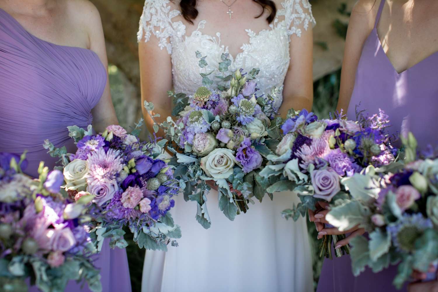 MaidsandBridewithpurplebouquets - Flower Nation